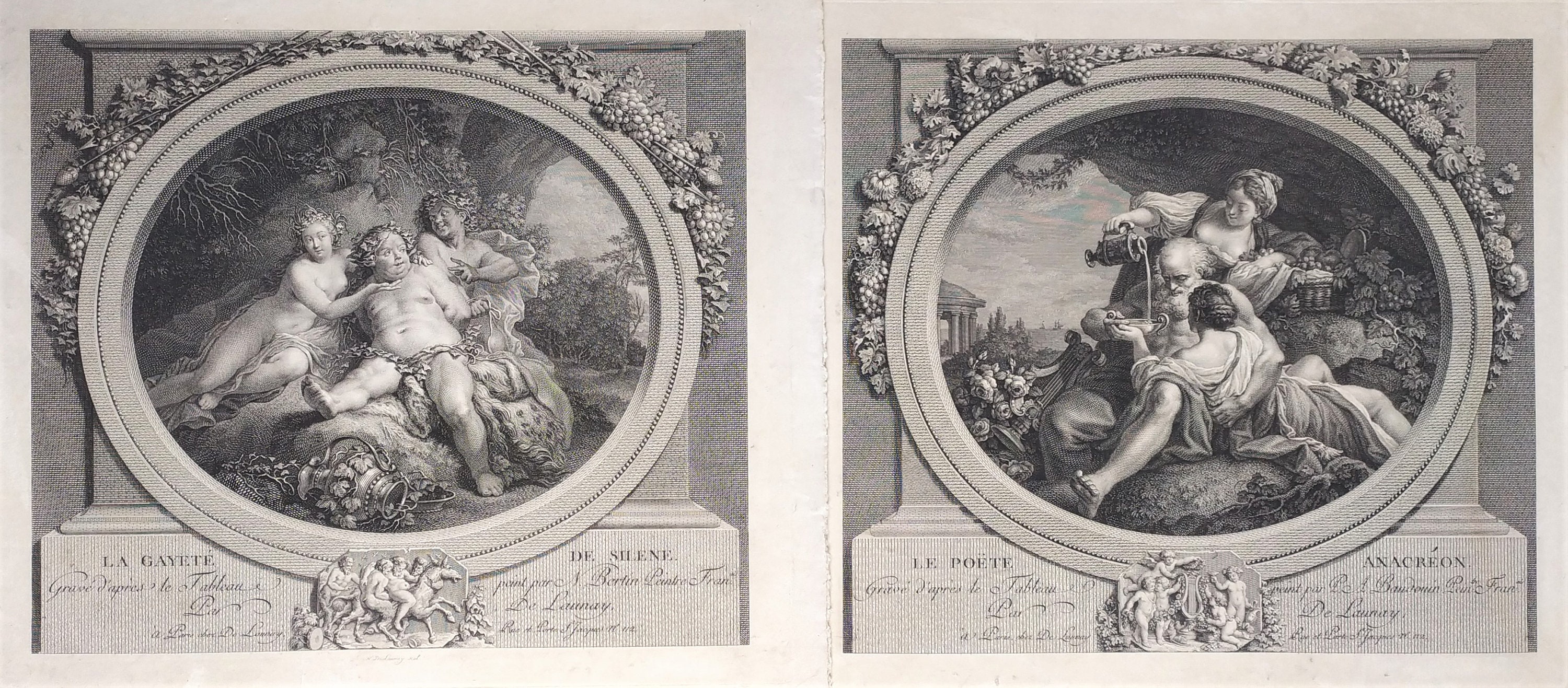 Greek Mythology Antique Pair of Etching 18th Century Gayty and Silenus ...