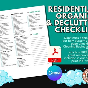 Residential & Home Organizing and Declutter Checklist - Etsy