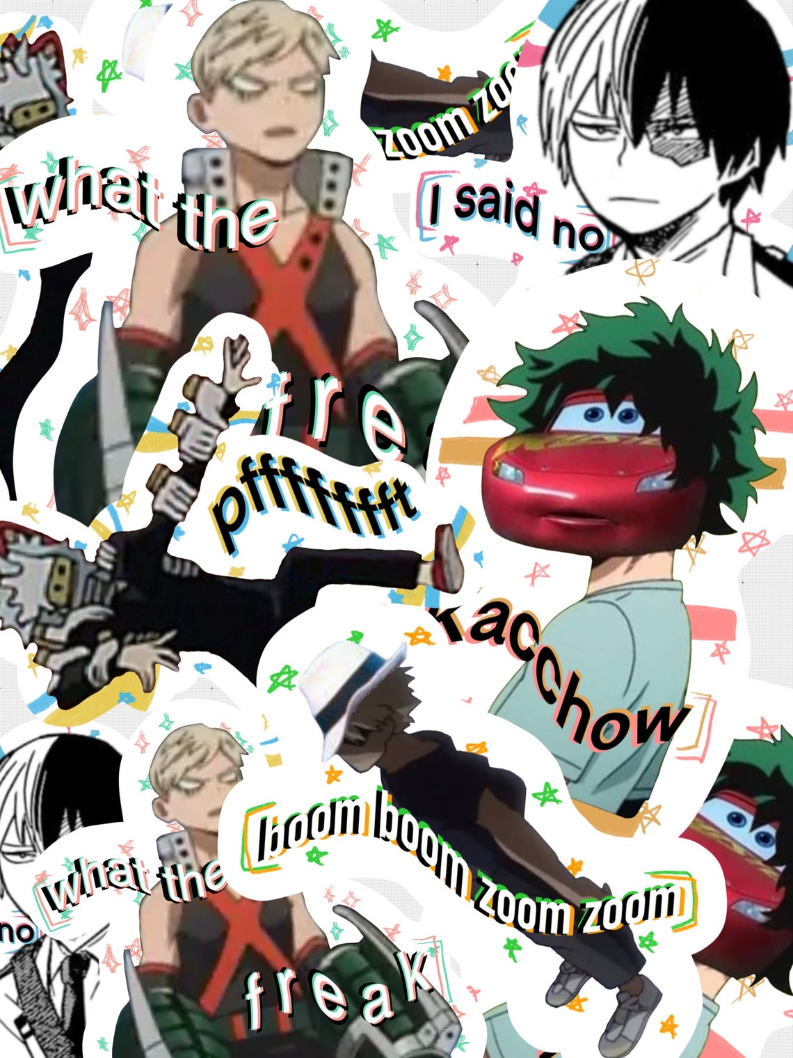 Pack of 5 MHA/BNHA Cursed Meme Low Quality Stickers My Hero - Etsy