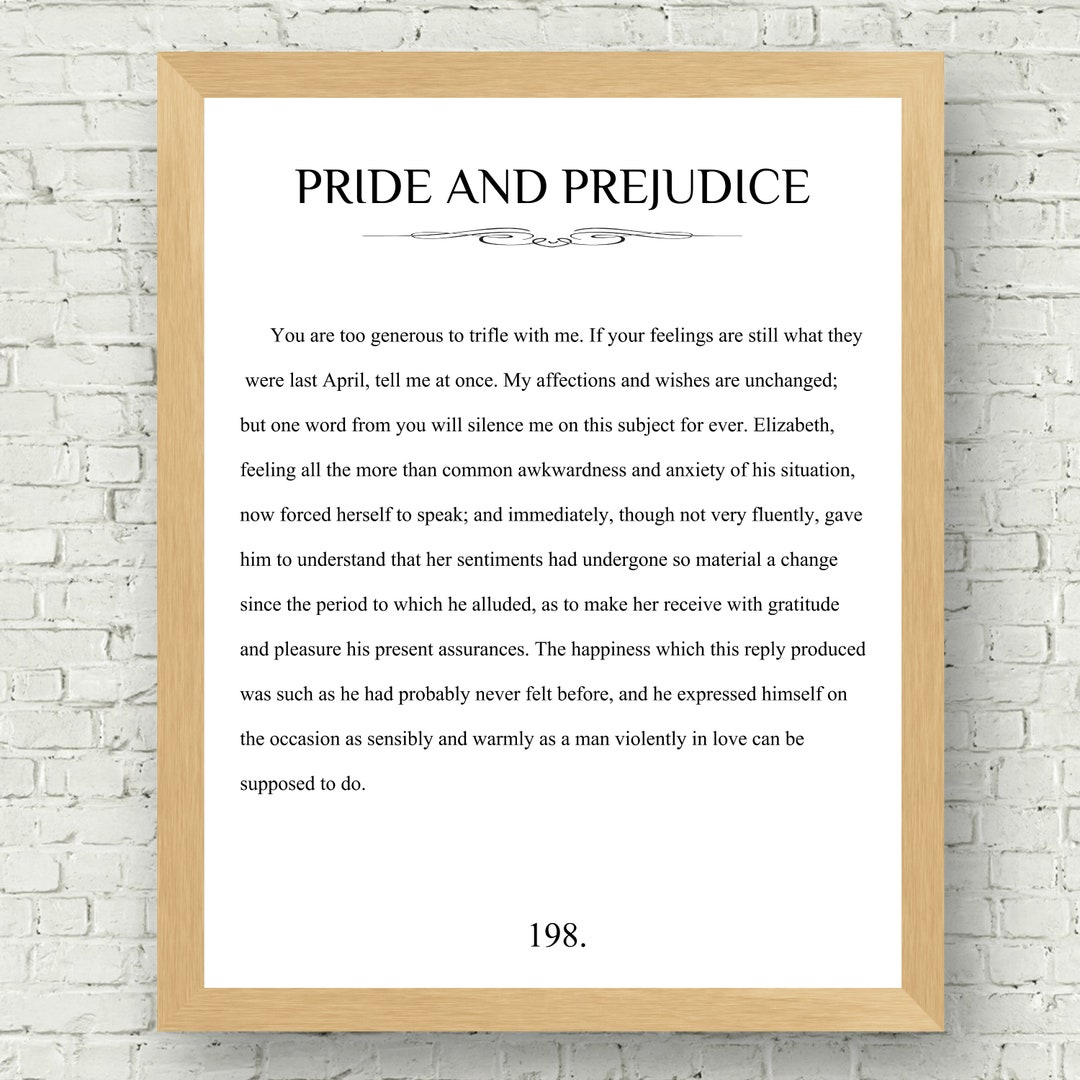 Pride and Prejudice Book Page Print / Classic Literature / Love Quote ...