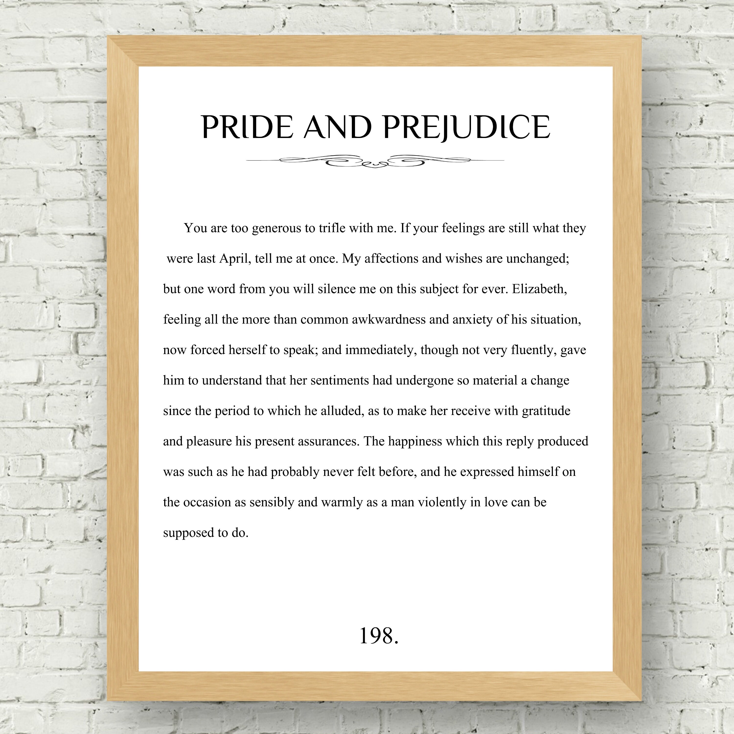 Pride and Prejudice Book Page Print / Classic Literature / Love Quote ...