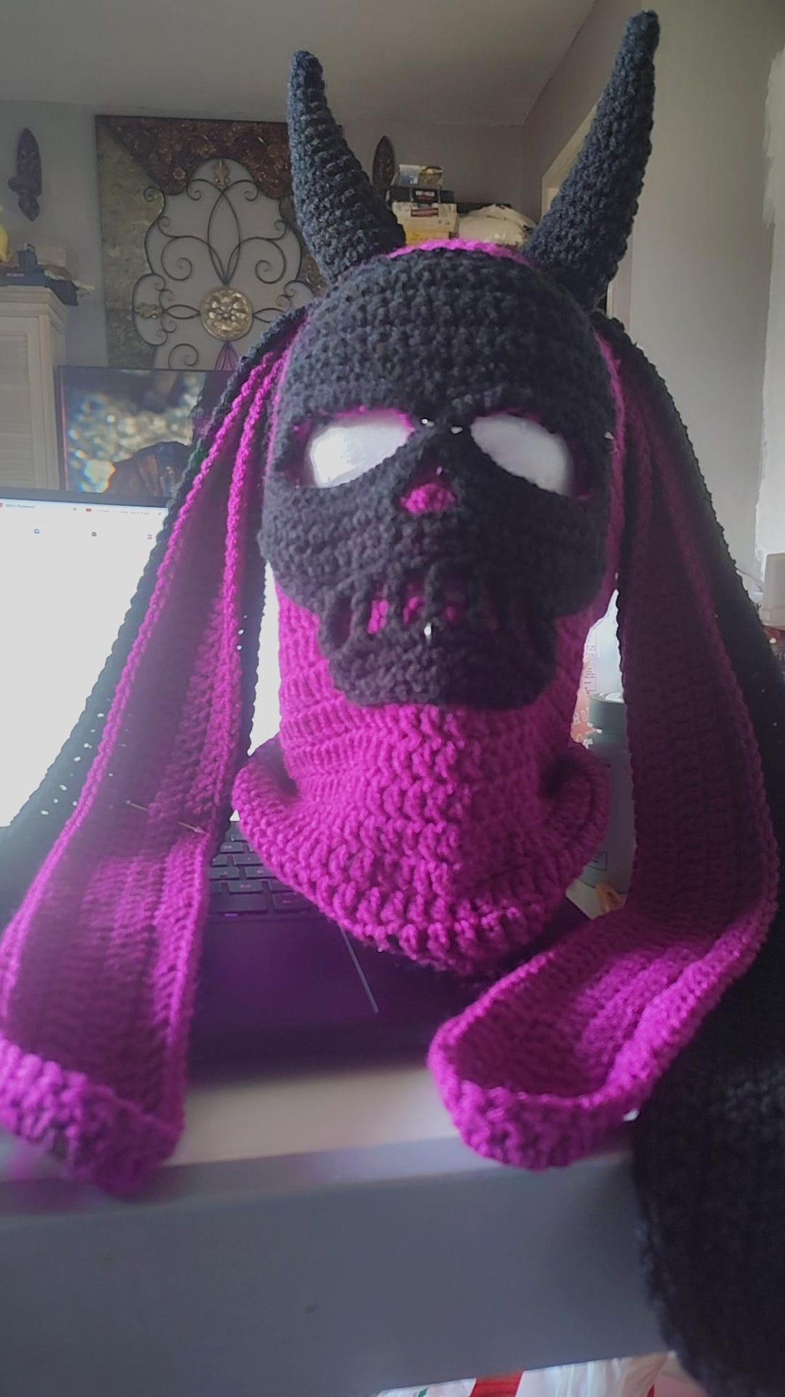 Skull Face Balaclava With 4 Long Ears and Horns. Without Jewelry. - Etsy