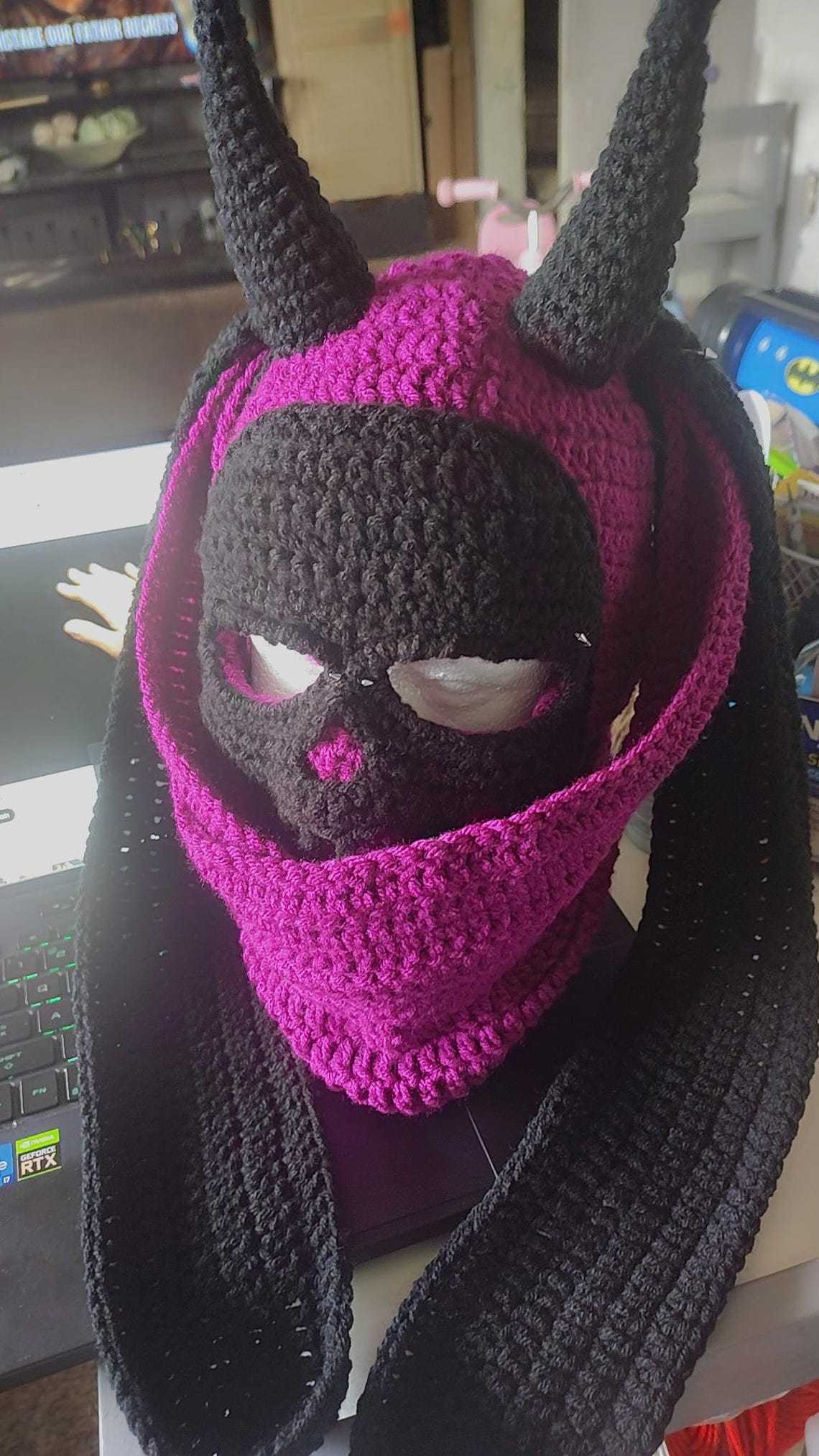 Skull Face Balaclava With 4 Long Ears and Horns. Without Jewelry. - Etsy