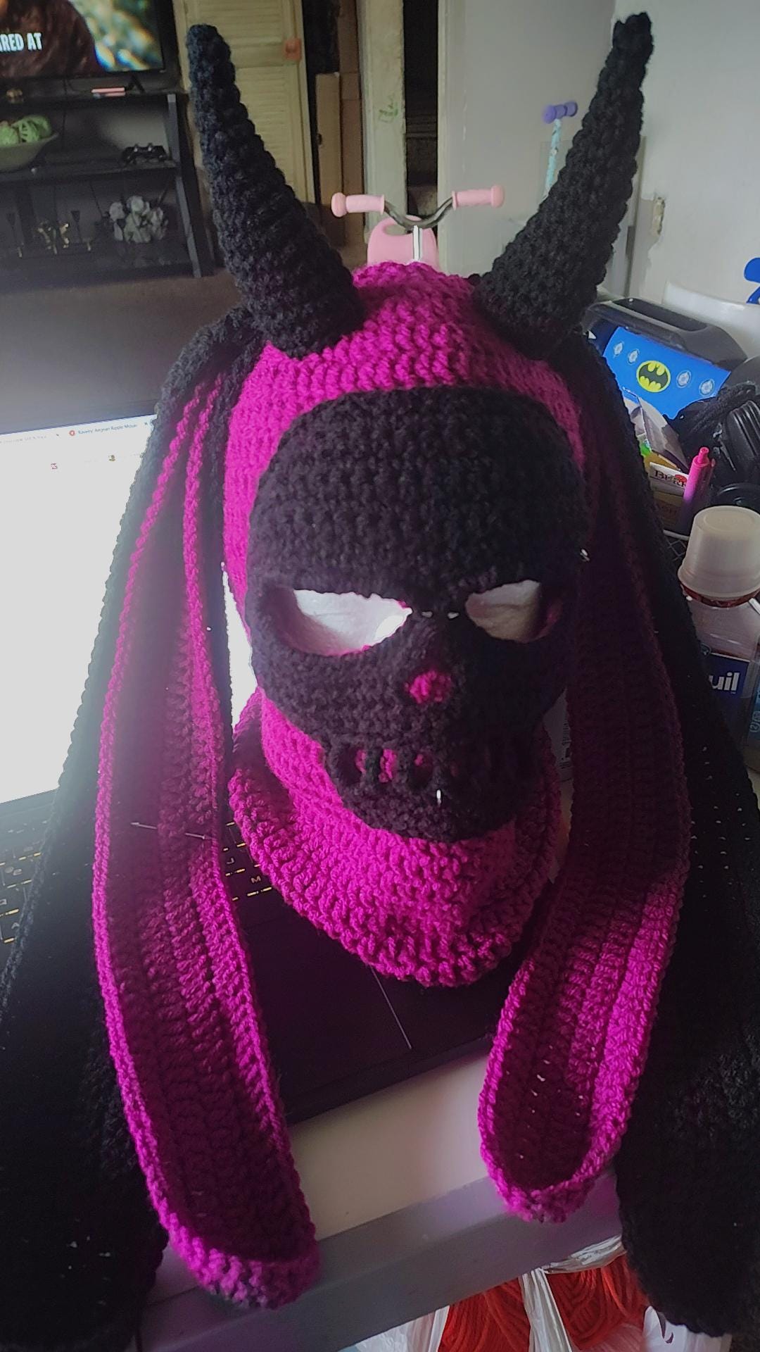 Skull Face Balaclava With 4 Long Ears and Horns. Without Jewelry. - Etsy