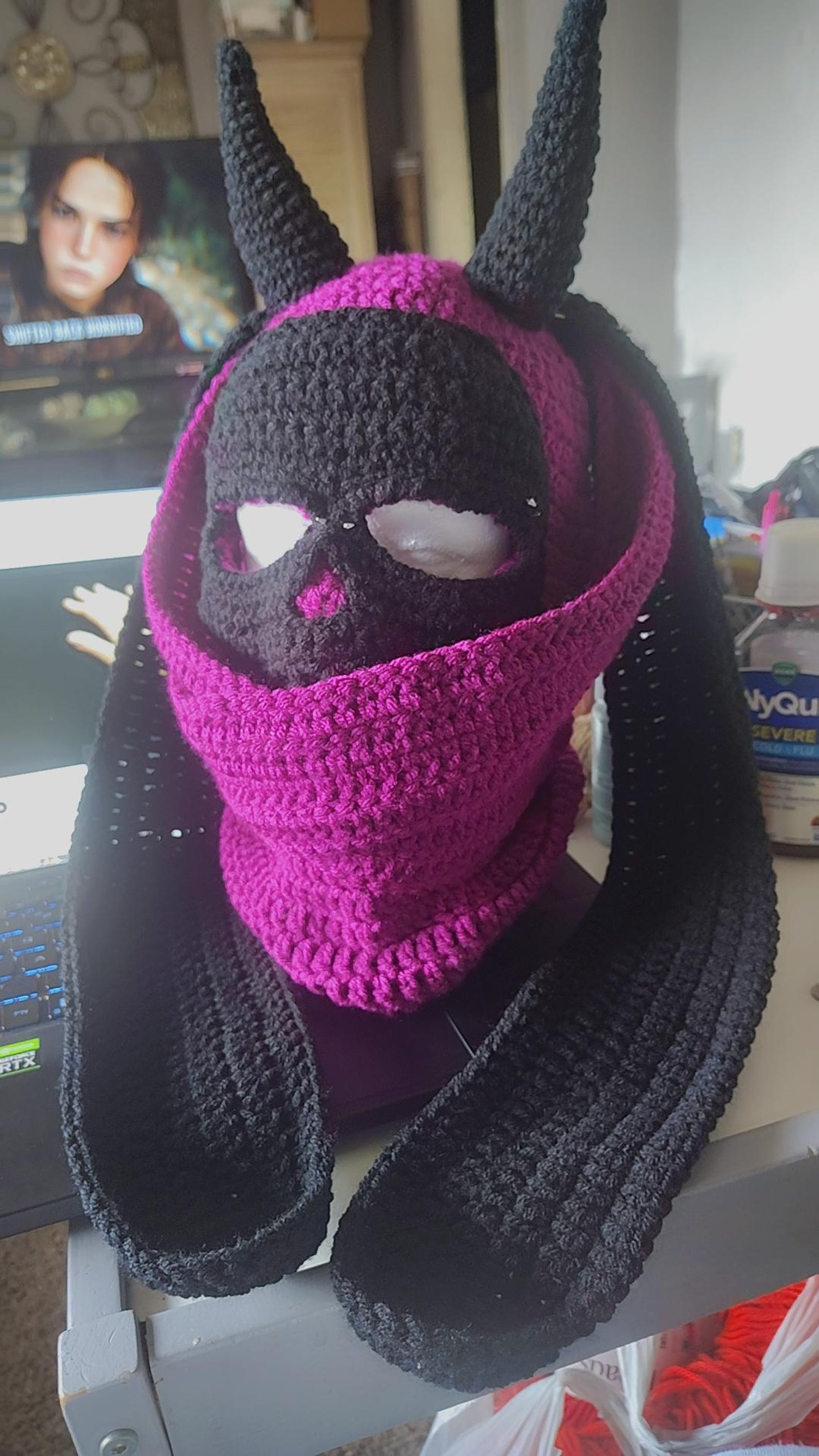Skull Face Balaclava With 4 Long Ears and Horns. Without Jewelry. - Etsy