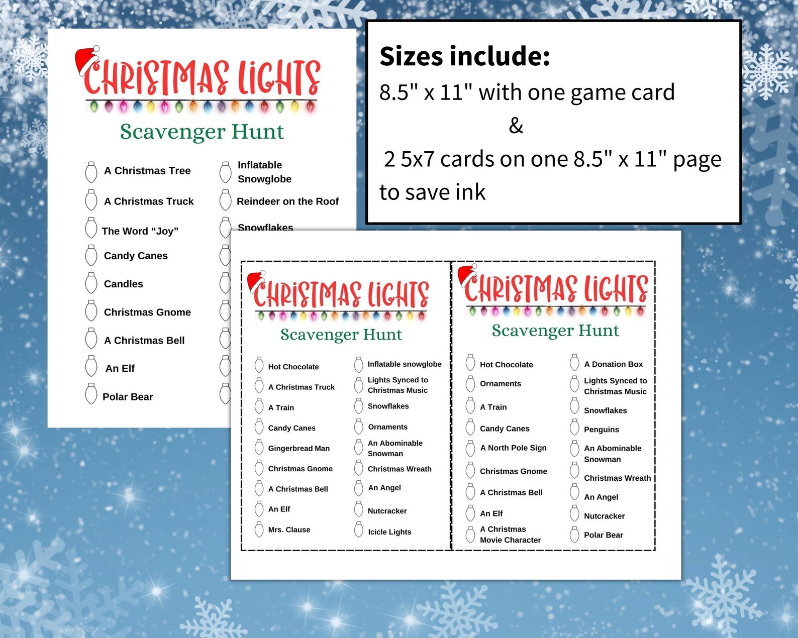 Christmas Lights Scavenger Hunt Printable, Christmas Scavenger Hunt ...