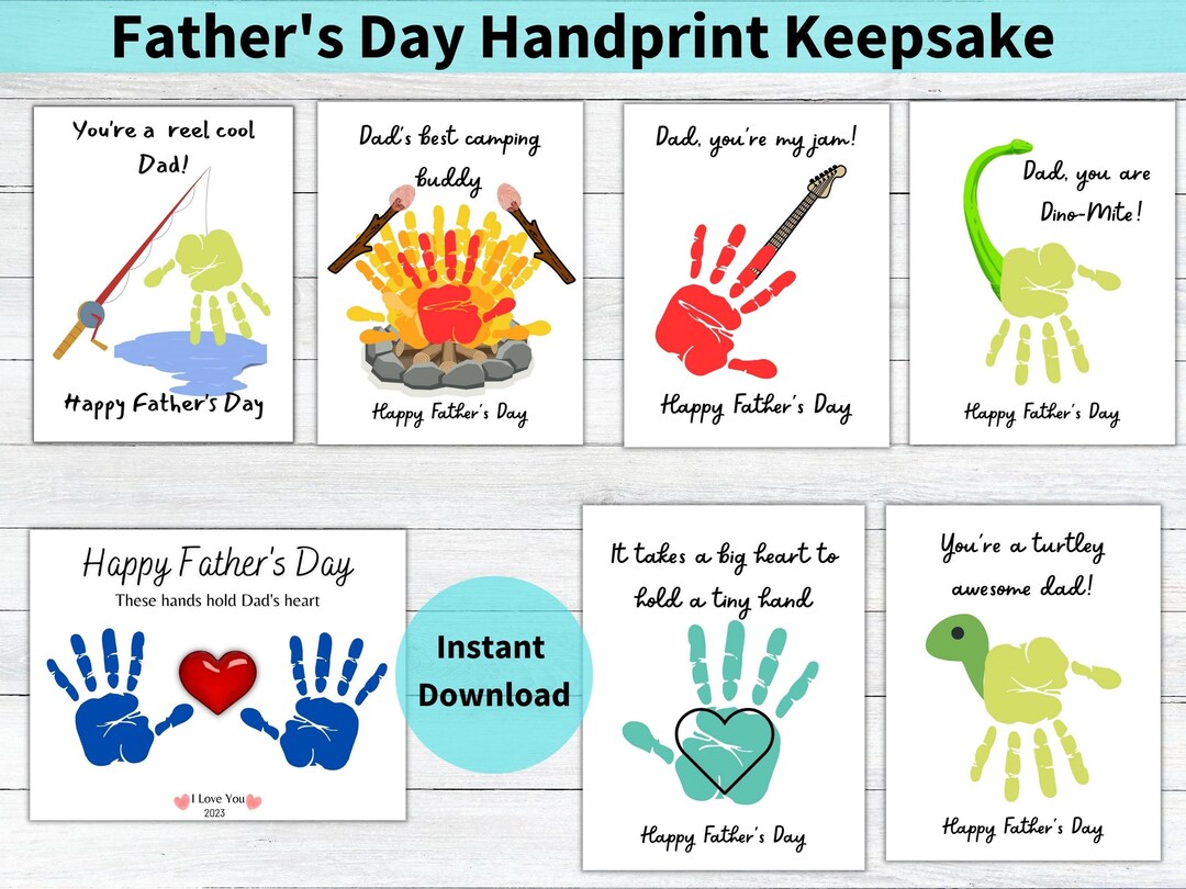Father's Day Handprint Keepsake Bundle Preschool Craft Family Handprint ...