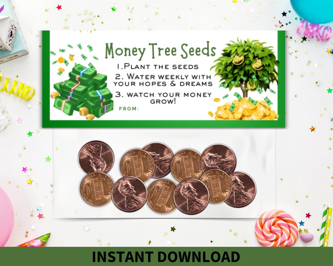 Money Tree Seeds Treat Bag Topper Gag Gift Printable for Birthday ...