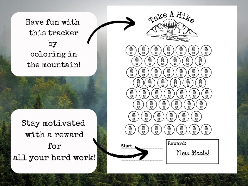 Hiking Tracker Printable, 52 Hikes Hiking Log, Hiking Challenge, Hiking ...