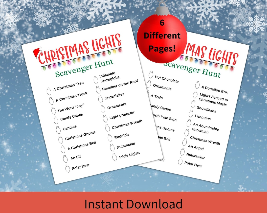 Christmas Lights Scavenger Hunt Printable, Christmas Scavenger Hunt ...