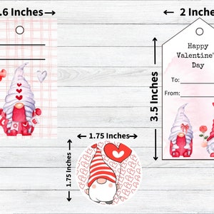 Valentines Gnome Gift Tag Printable, Digital Download Favor Tag ...