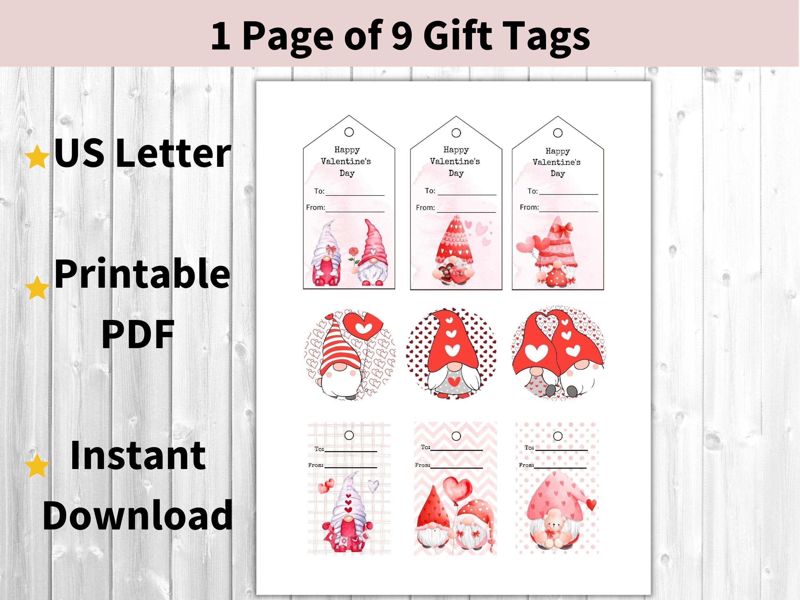 Valentines Gnome Gift Tag Printable Digital Download Favor - Etsy