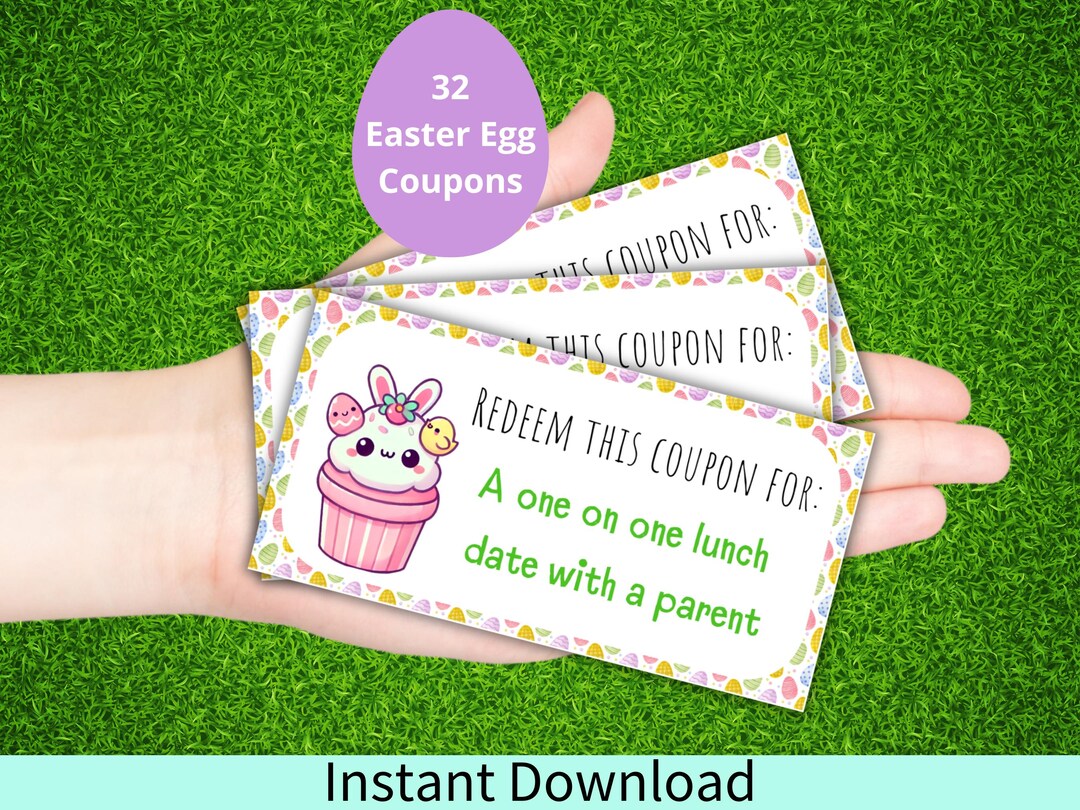 Easter Egg Coupon, Easter Egg Tokens, Easter Egg Filler, Bunny Bucks ...
