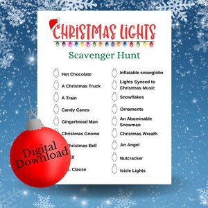 Christmas Lights Scavenger Hunt Printable, Christmas Scavenger Hunt ...