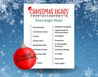 Christmas Lights Scavenger Hunt Outdoor Christmas Scavenger Hunt Family ...