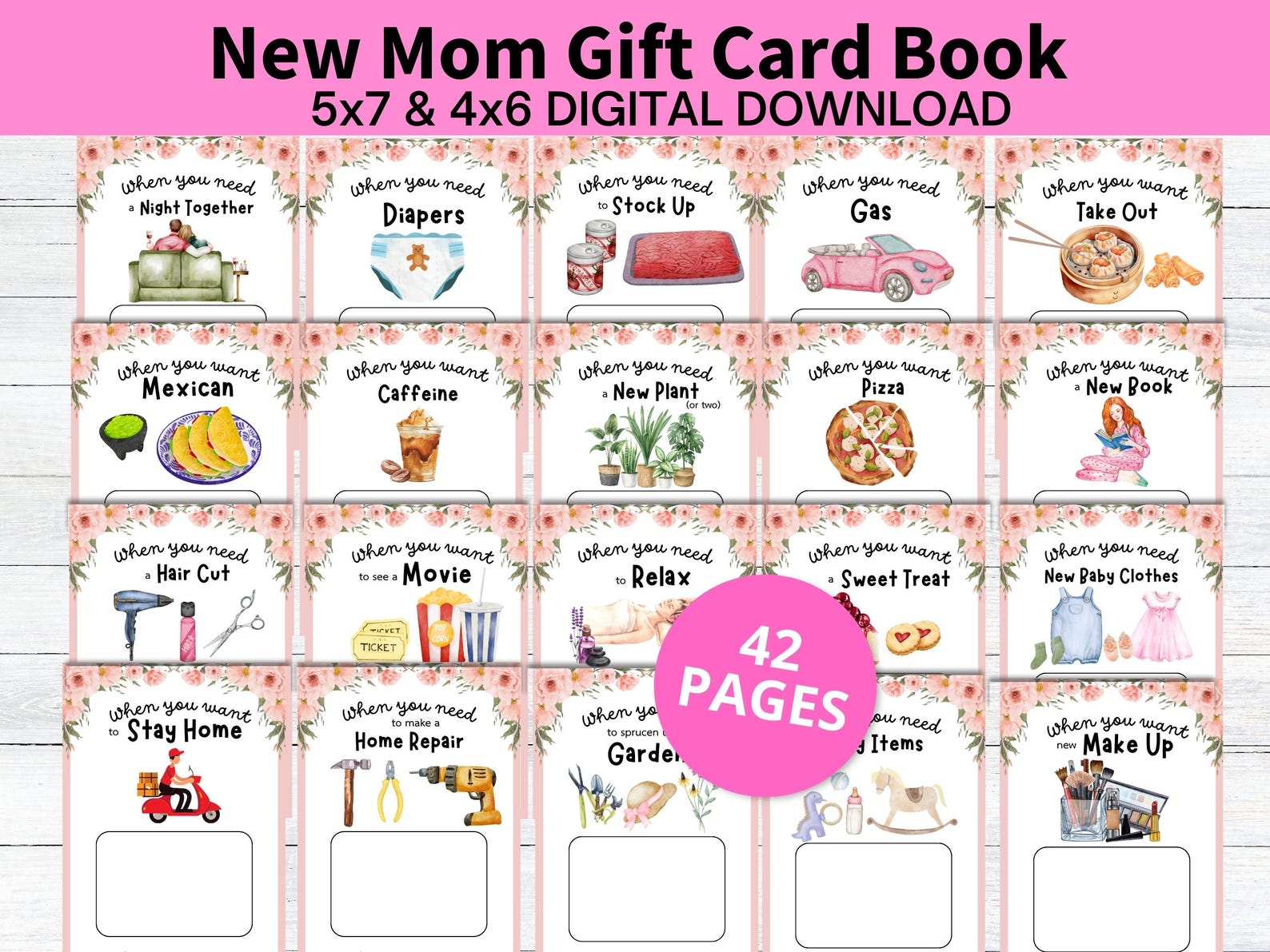 New Mom Gift Card Book Printable, First Time Mom Gift, Expecting Mom ...