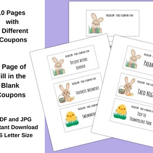 Easter Egg Coupons Printable, Easter Egg Hunt, Easter Bunny Coupons ...