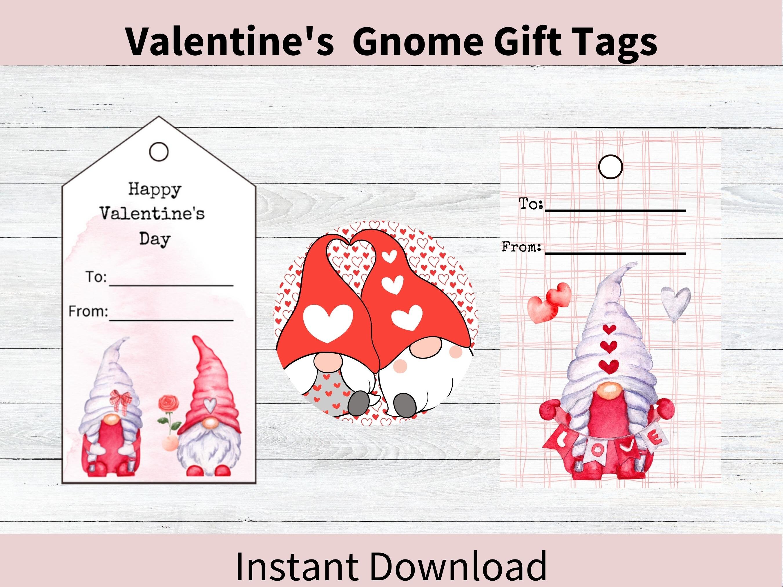 Valentines Gnome Gift Tag Printable Digital Download Favor - Etsy