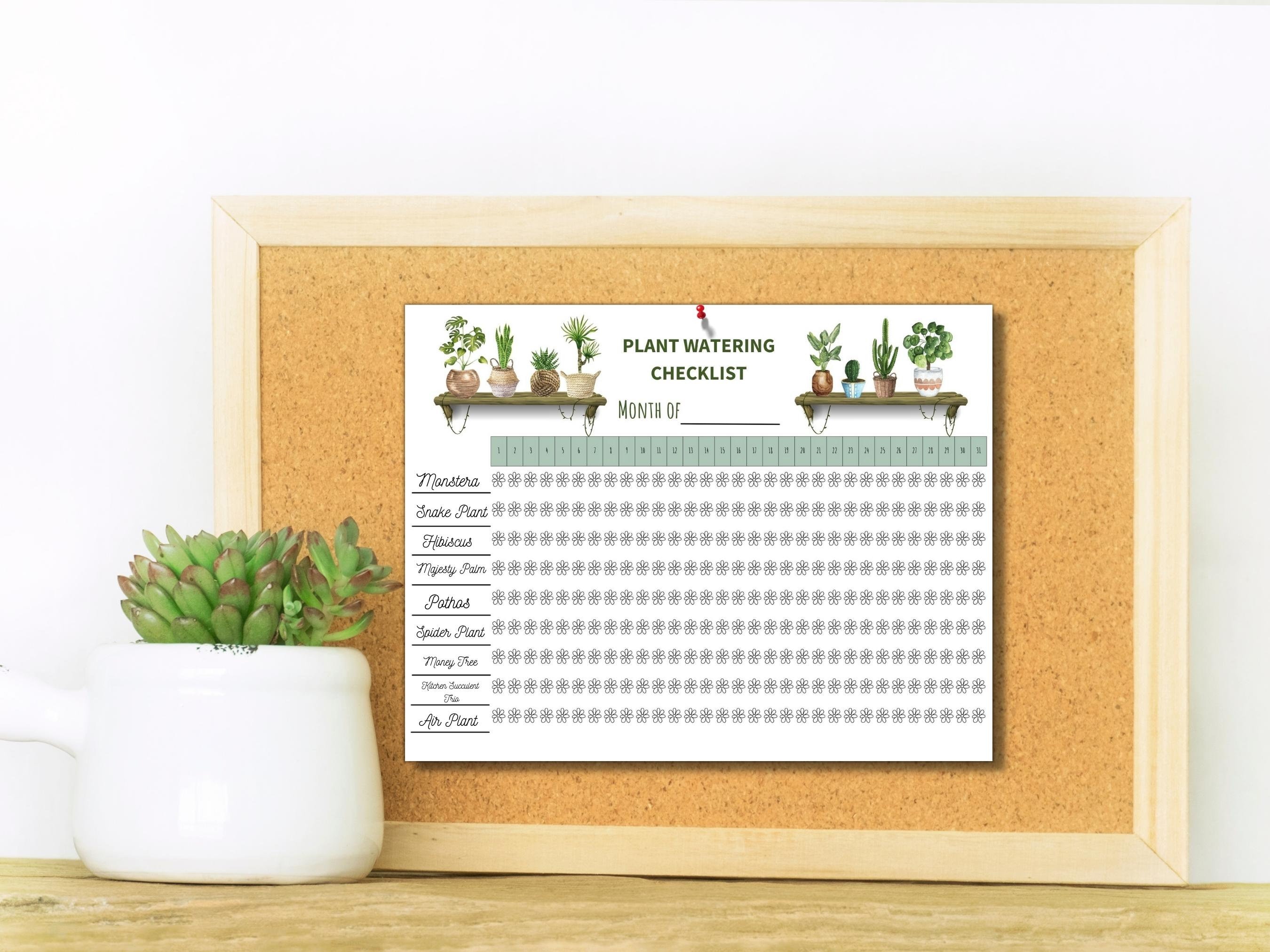 Plant Watering Schedule Printable, Houseplant Care Sheet, Monthly Plant ...