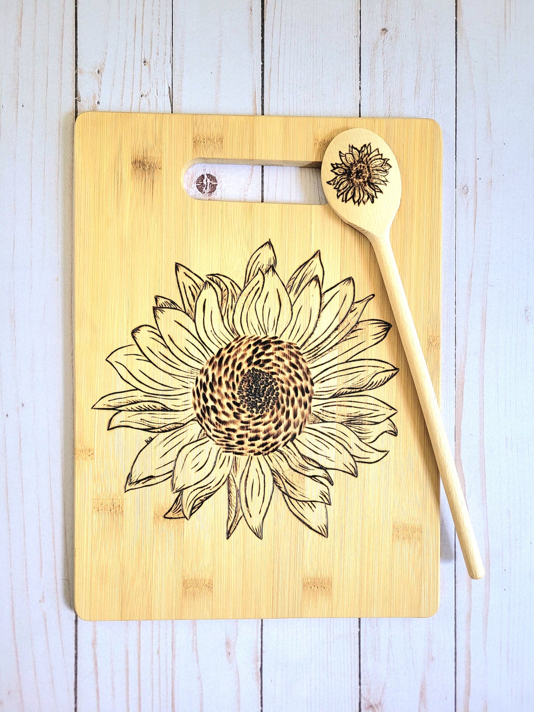 Sunflower Cutting Board Gift Set, Wood Burning Cutting Board, Cutting ...