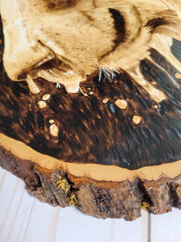 Grizzly Bear Wood Burning Art, Nature Inspired Decor, Earth Tone Wall ...