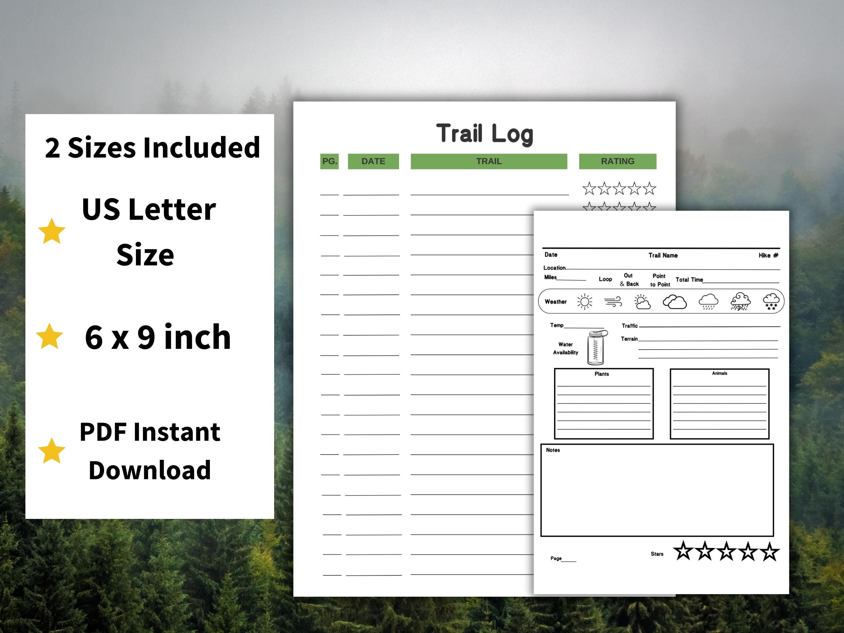 Hiking Tracker Printable, Hiking Trail Log Journal Page for Hiking ...