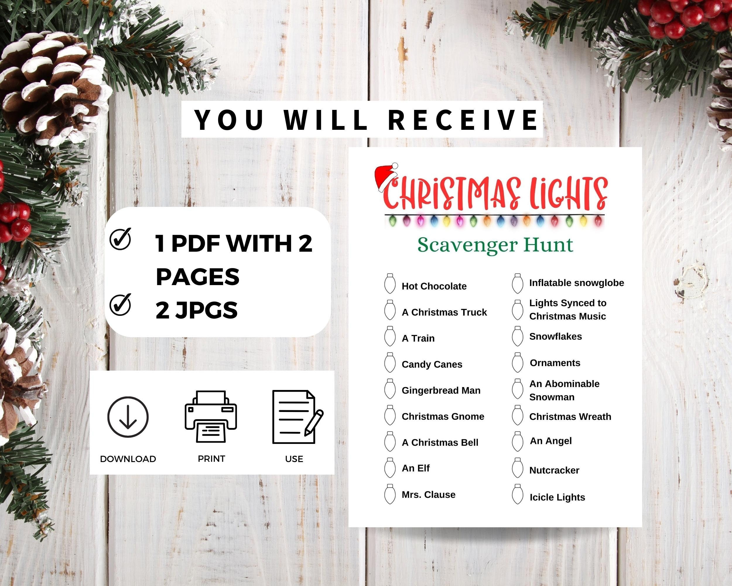 Christmas Lights Scavenger Hunt Printable, Christmas Scavenger Hunt ...