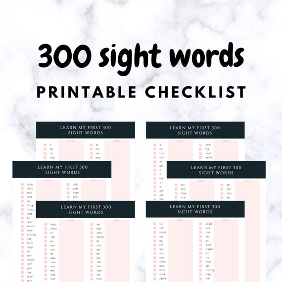 My First 300 Sight Words Checklist Printable Instant Download | Etsy