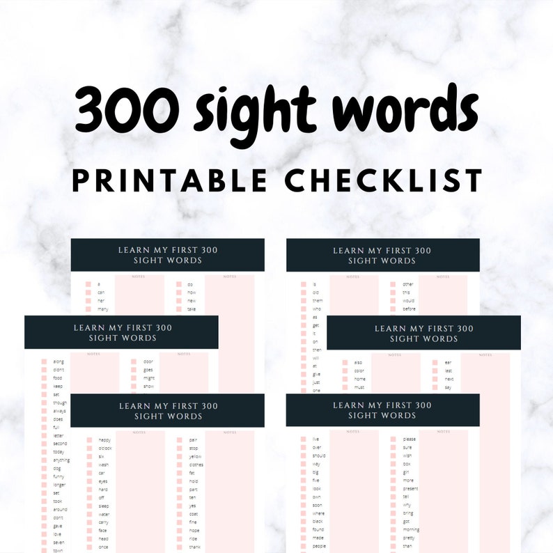My First 300 Sight Words Checklist Printable Instant Download - Etsy
