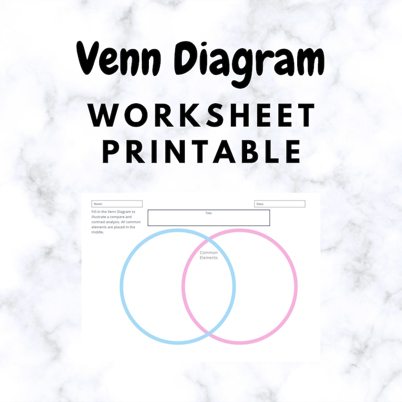 Venn Diagram Worksheet Printable Instant Download - Etsy