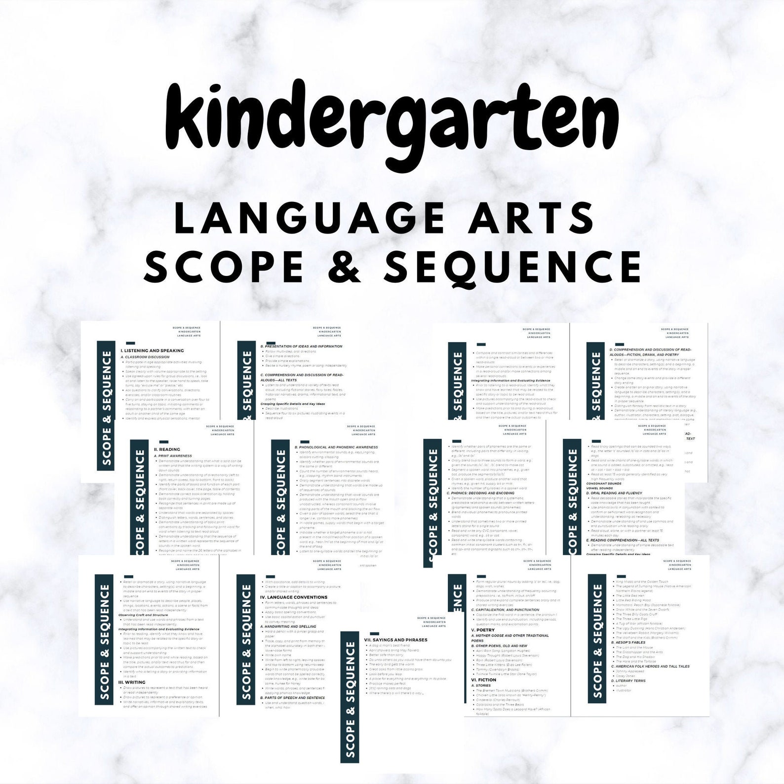 Homeschool Kindergarten Language Arts Curriculum Scope and - Etsy