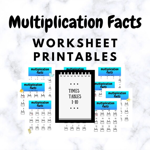 Multiplication Facts Times Tables Worksheets Printable Instant | Etsy