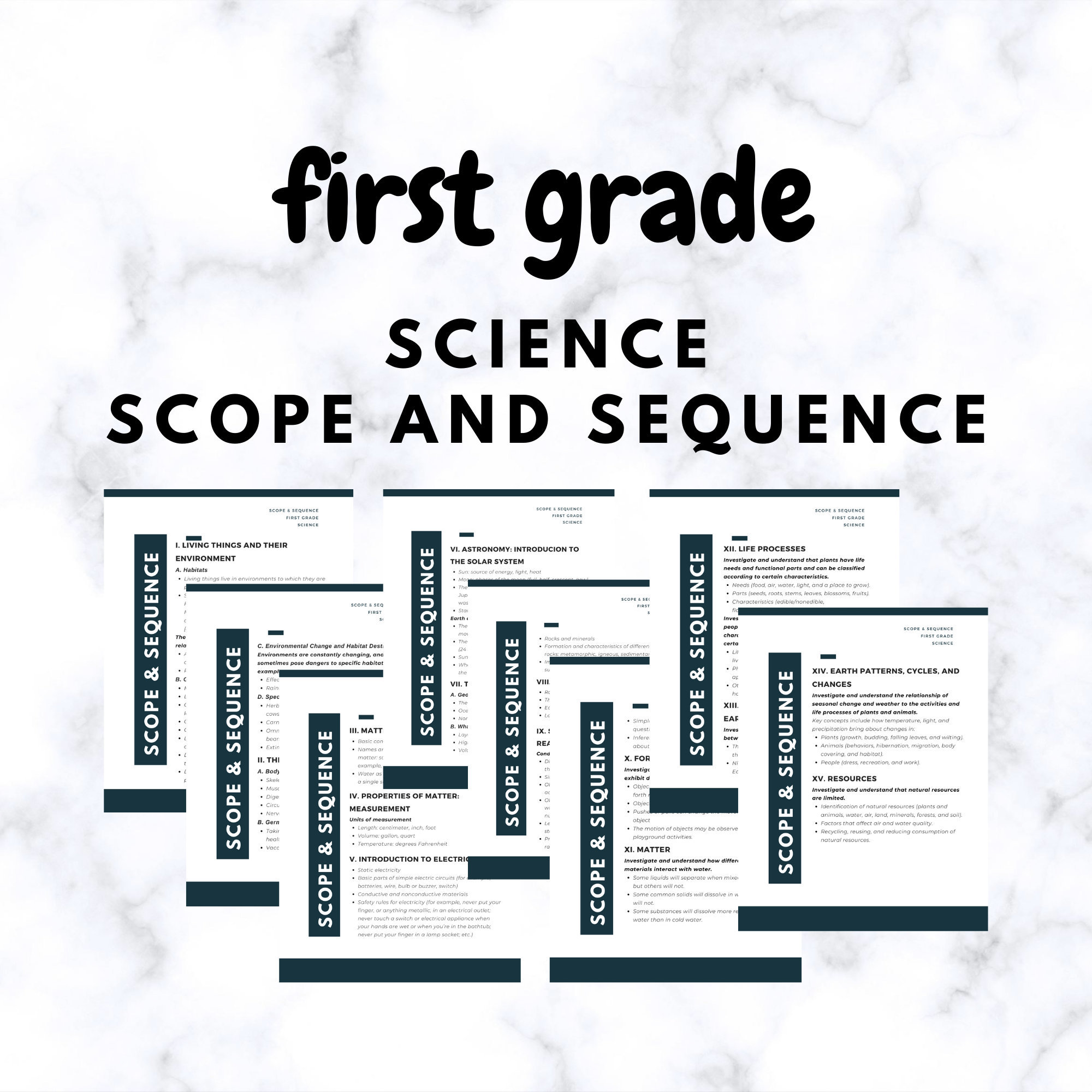 Homeschool First Grade Science Curriculum Scope and Sequence Printable ...