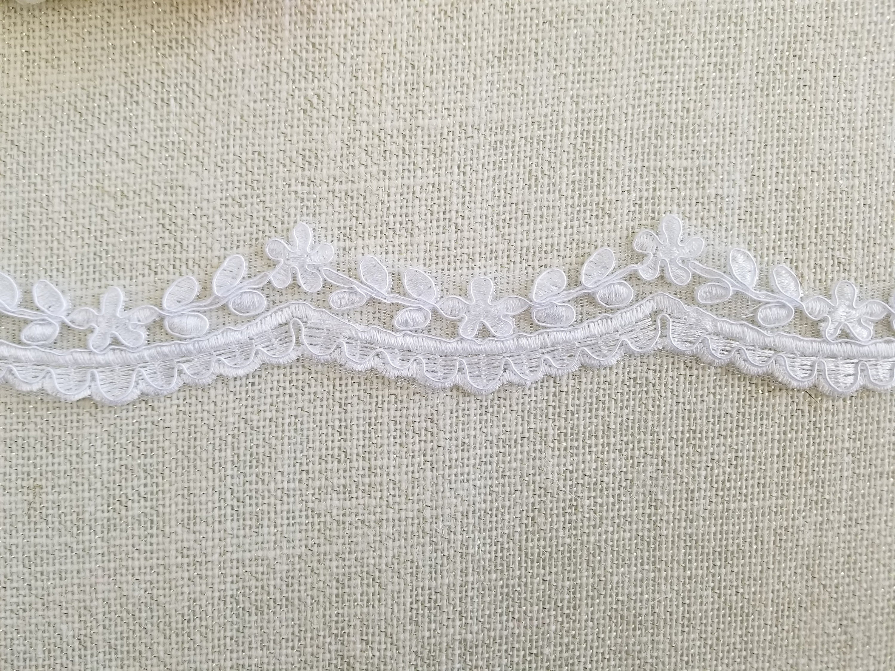 Thin Embroidered Lace Edge Trim per yard Wedding Applique | Etsy