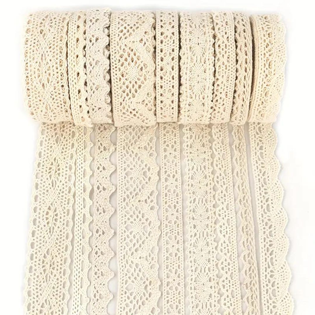 5 Yards 1/2" to 1" Cotton Lace Trim I Cream Narrow Lace Trim I Boho ...