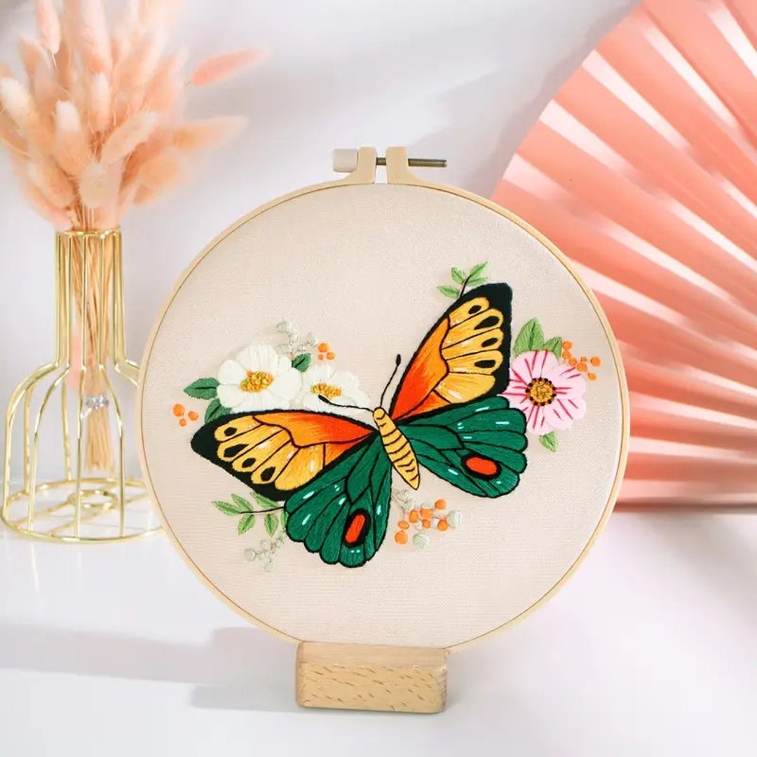 DIY Butterfly Embroidery Kit I Complete Needlepoint Kit I Embroidery ...
