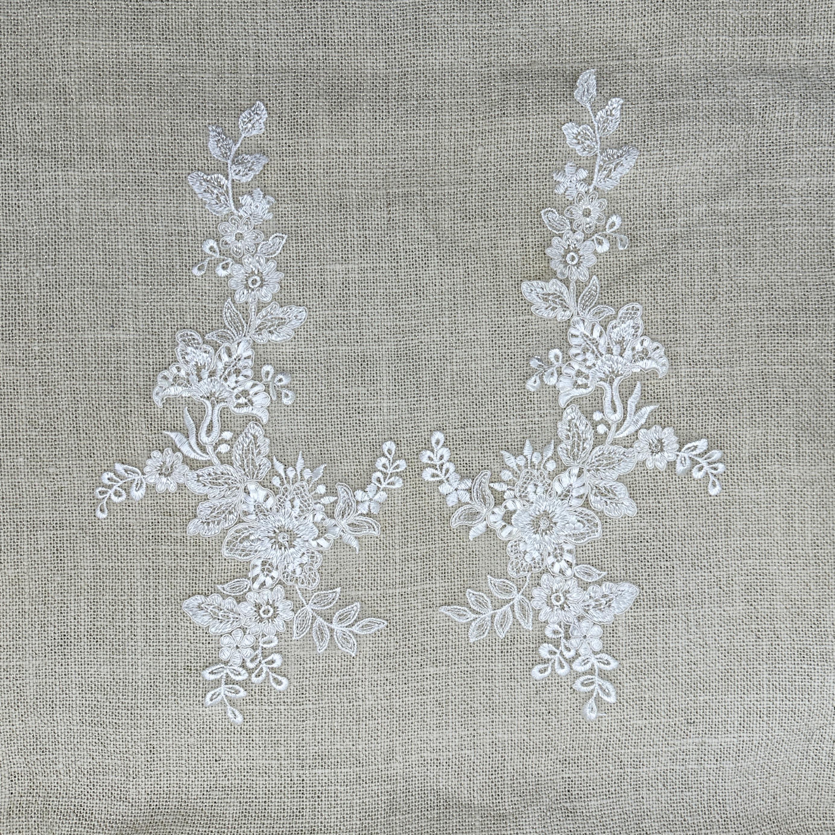 Ivory Floral Lace Appliqués Set of 2 – Bridal Lace Motifs for Wedding ...