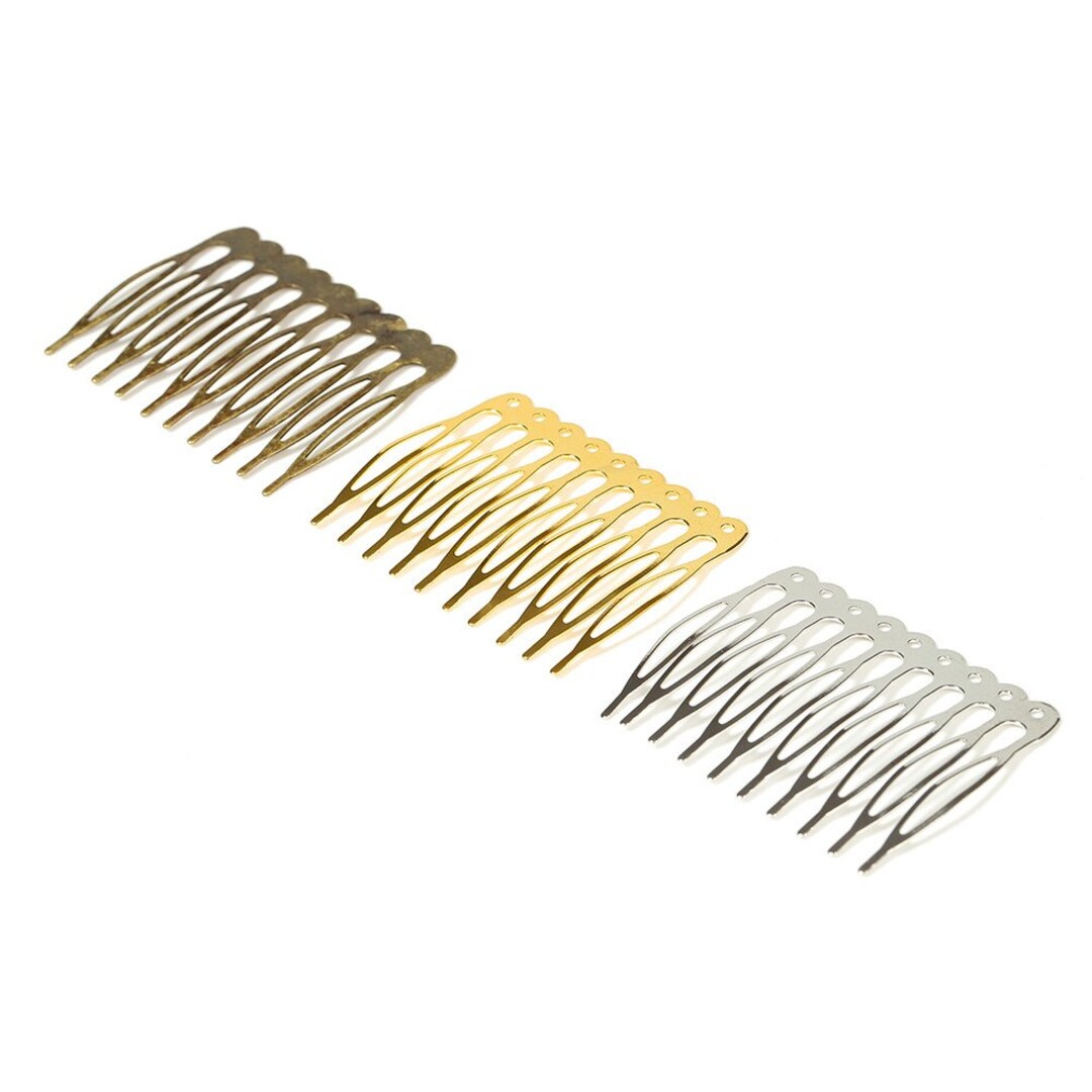 5 Count Flat Combs, 2 Wide, Metal Combs, Combs for Wigs, Toupees ...