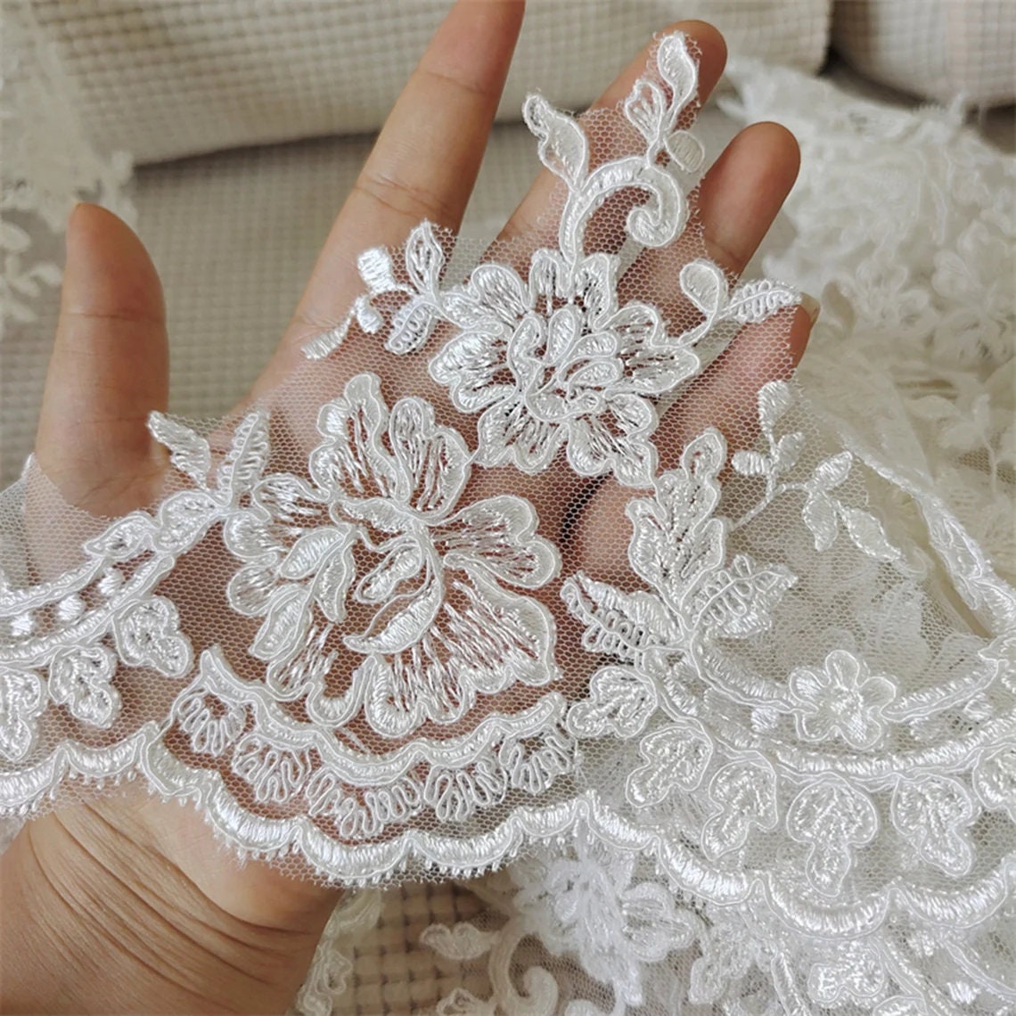 Light Ivoryalencon Lace Trim, Soft Rayon Trim, Luxury Bridal Lace Trim ...