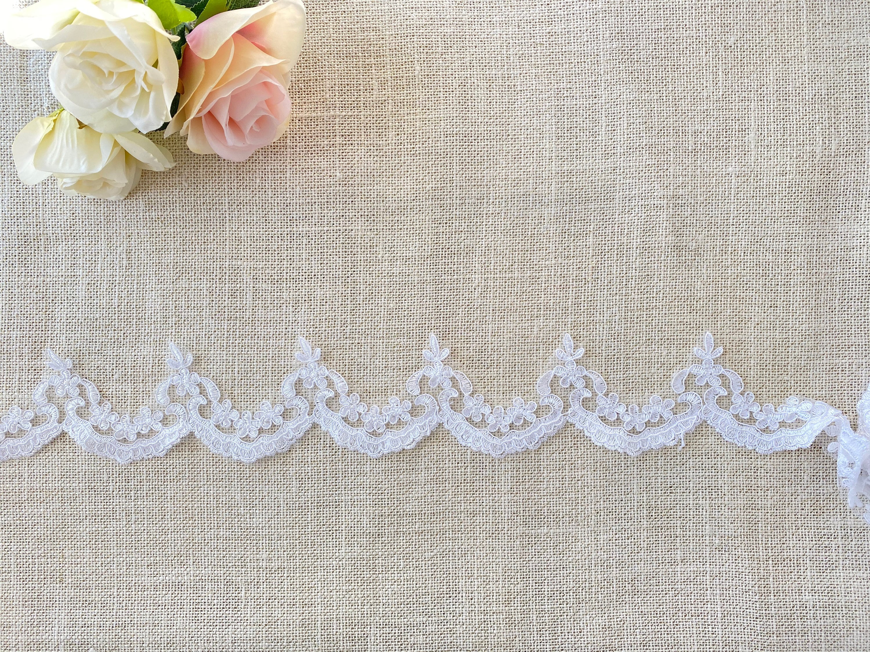 Bridal Lace Trim, Off-white Lace Trim, White Alencon Lace Trim, Boho ...
