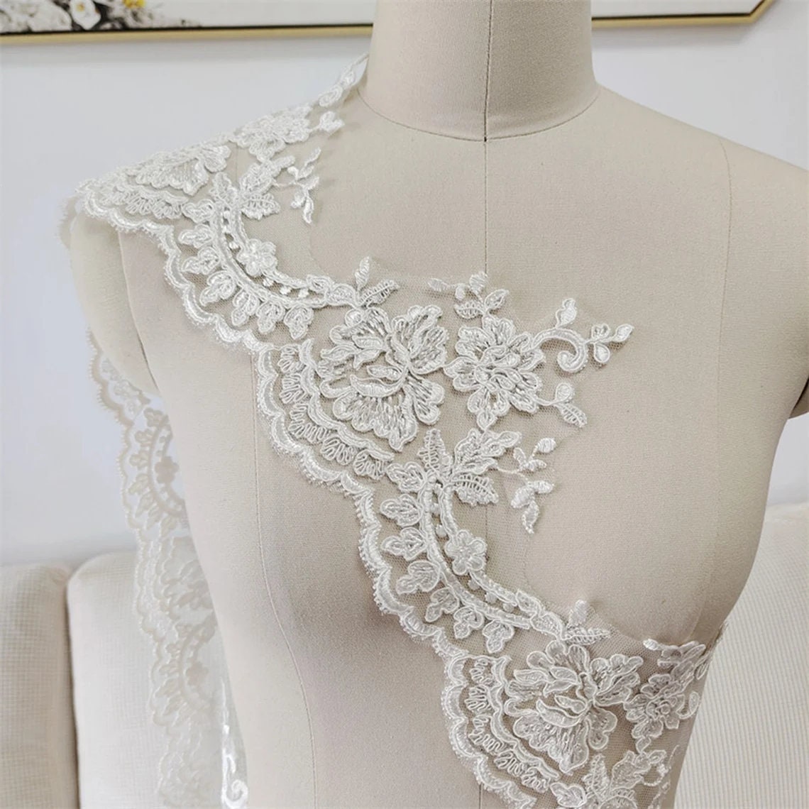 Light Ivoryalencon Lace Trim, Soft Rayon Trim, Luxury Bridal Lace Trim ...