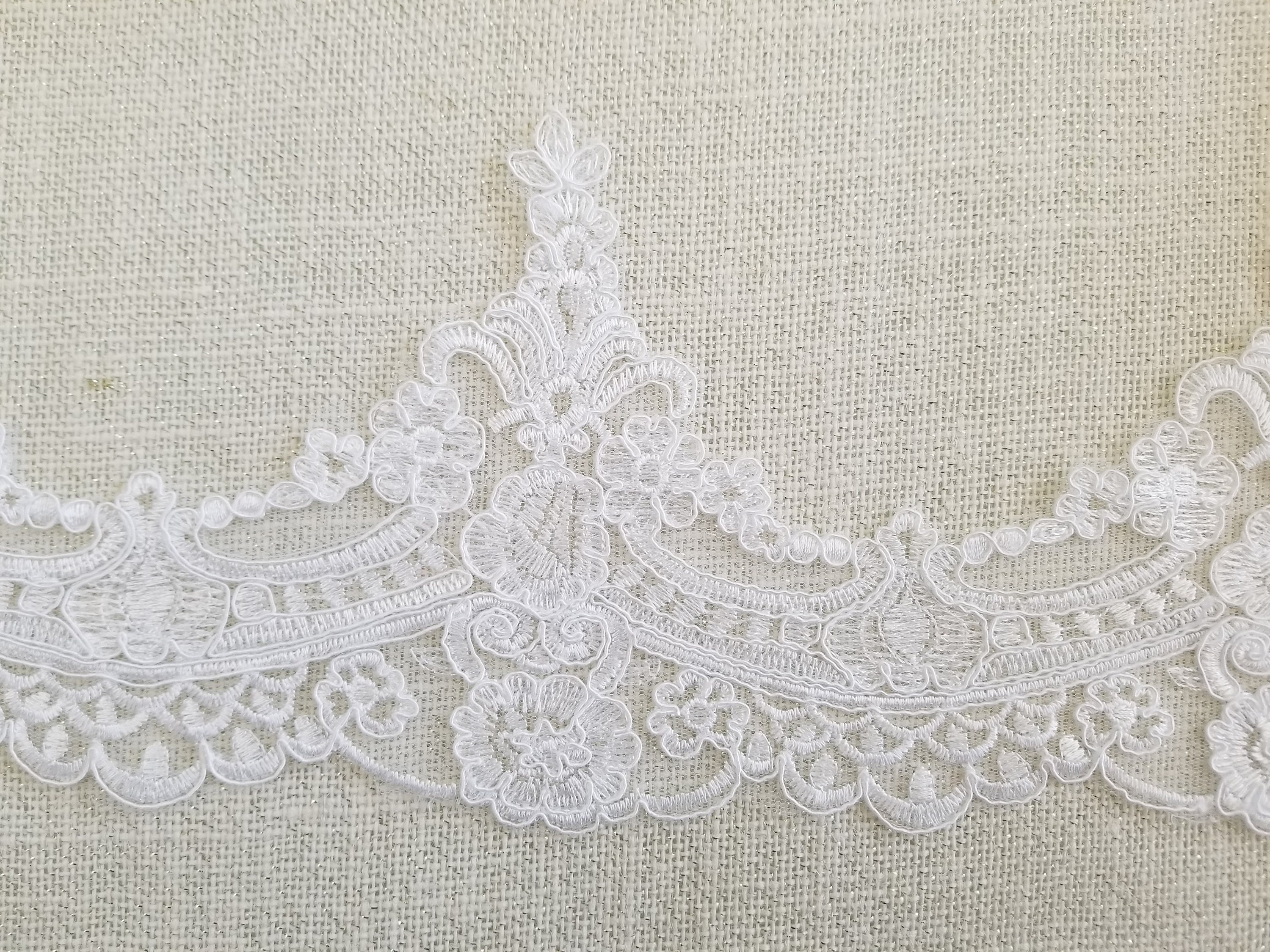 White or Light Ivory Alencon Lace Trim, Ivory Lace Trim, Bridal Lace ...