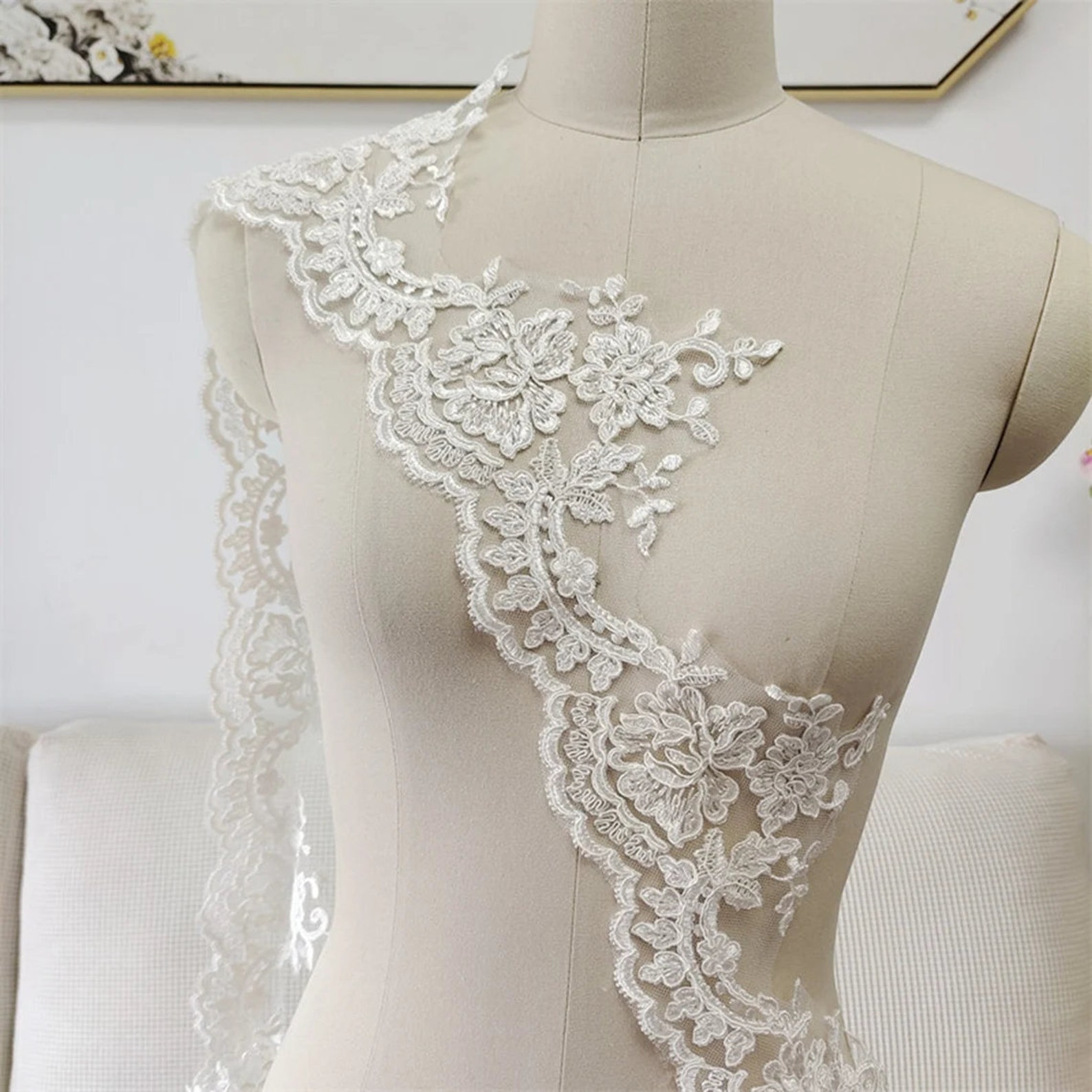 Light Ivoryalencon Lace Trim, Soft Rayon Trim, Luxury Bridal Lace Trim ...