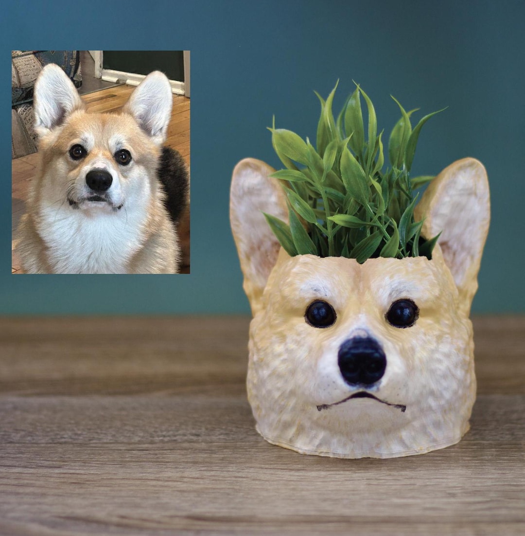 Custom Pet Head Planter – Personalized 3D Printed Pet Portrait Pot for ...