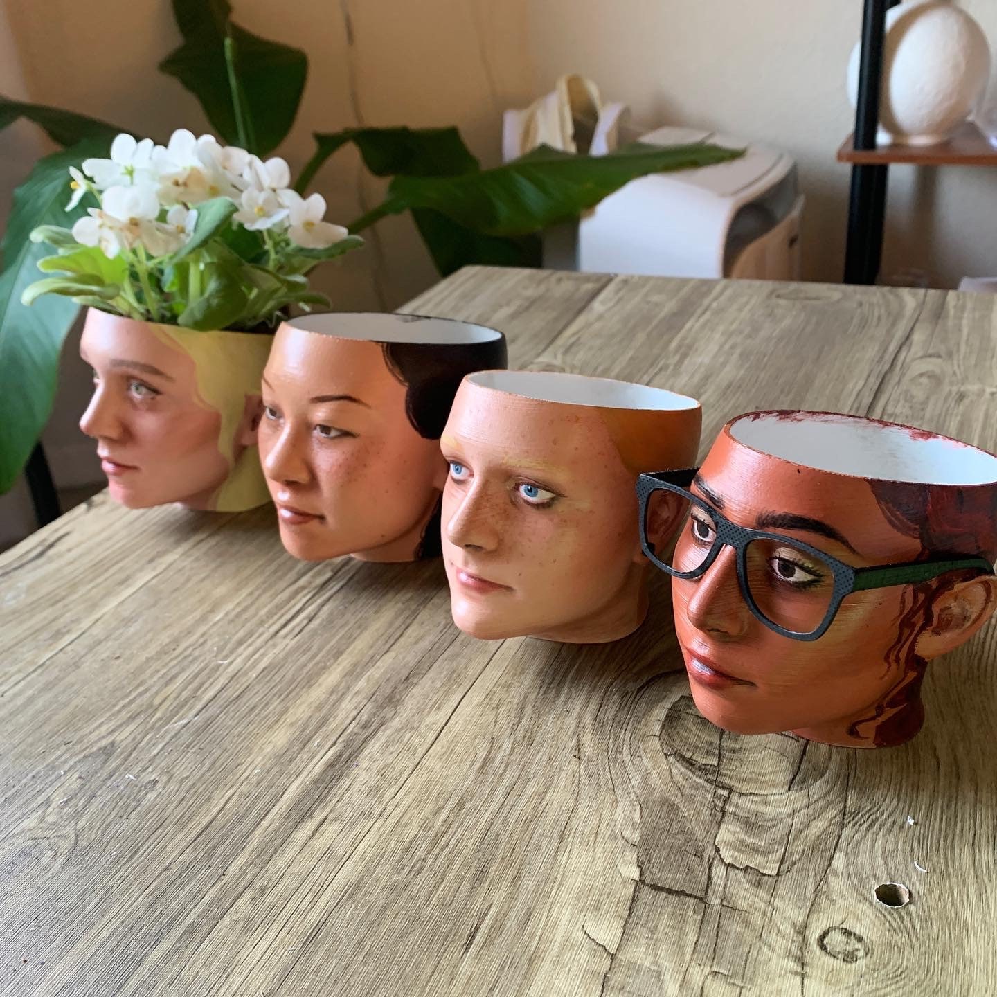 Custom Human Face Planter Eccentric Indoor Plant Pot, Unusual 3D ...