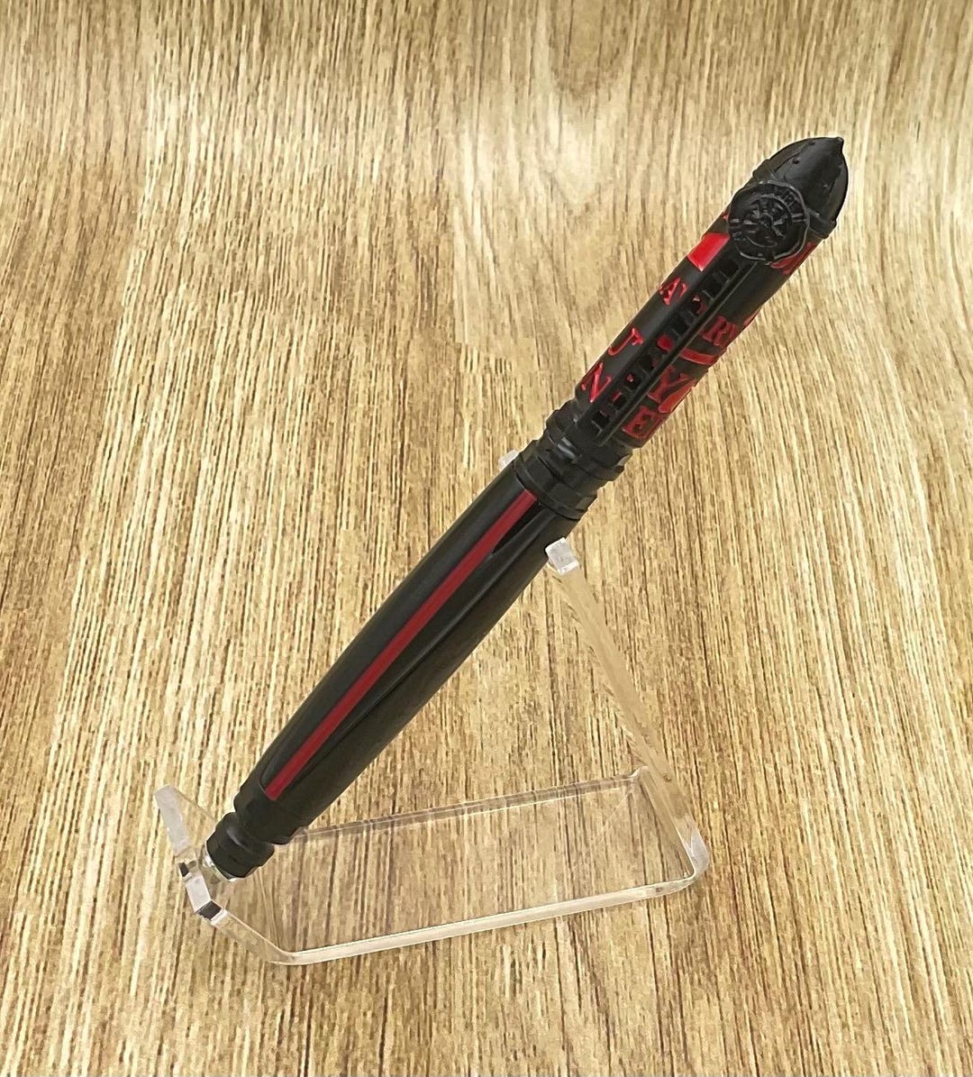 Firefighter Thin Red Line Acrylic Pen - Etsy