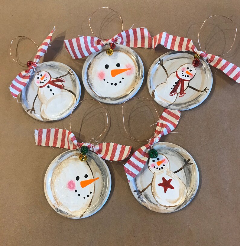 Mason Jar Lid Snowman Set Etsy