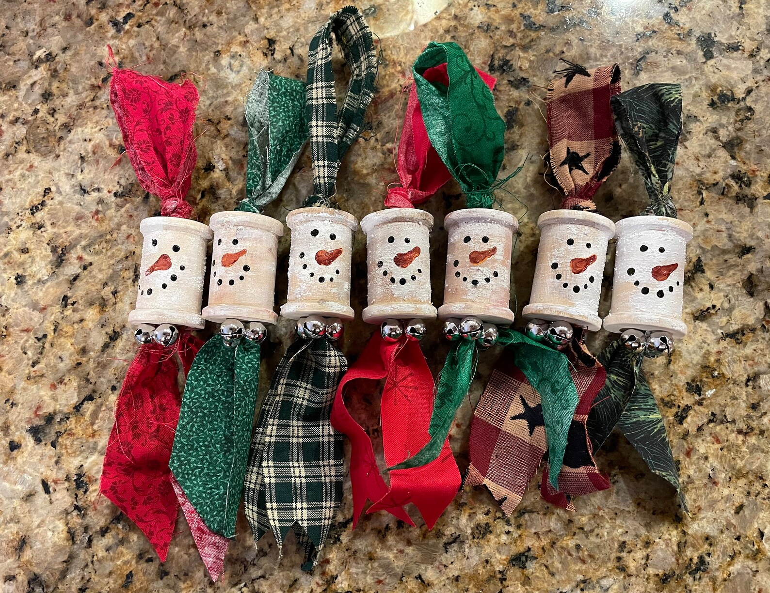 Antiqued Hand-painted Wooden Spool Snowman Ornaments - Etsy