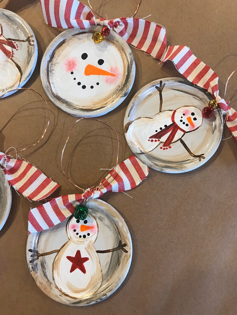 Mason Jar Lid Snowman Set Etsy