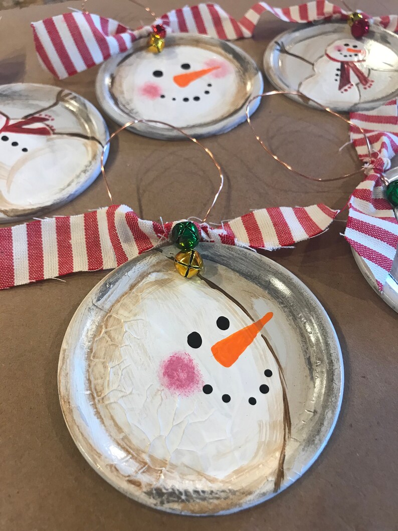 Mason Jar Lid Snowman Set Etsy